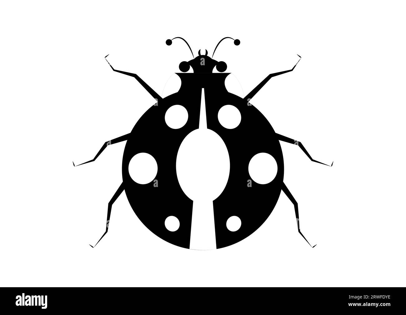 Black and White Ladybug Silhouette in Flat Style Vector Stock Vector ...