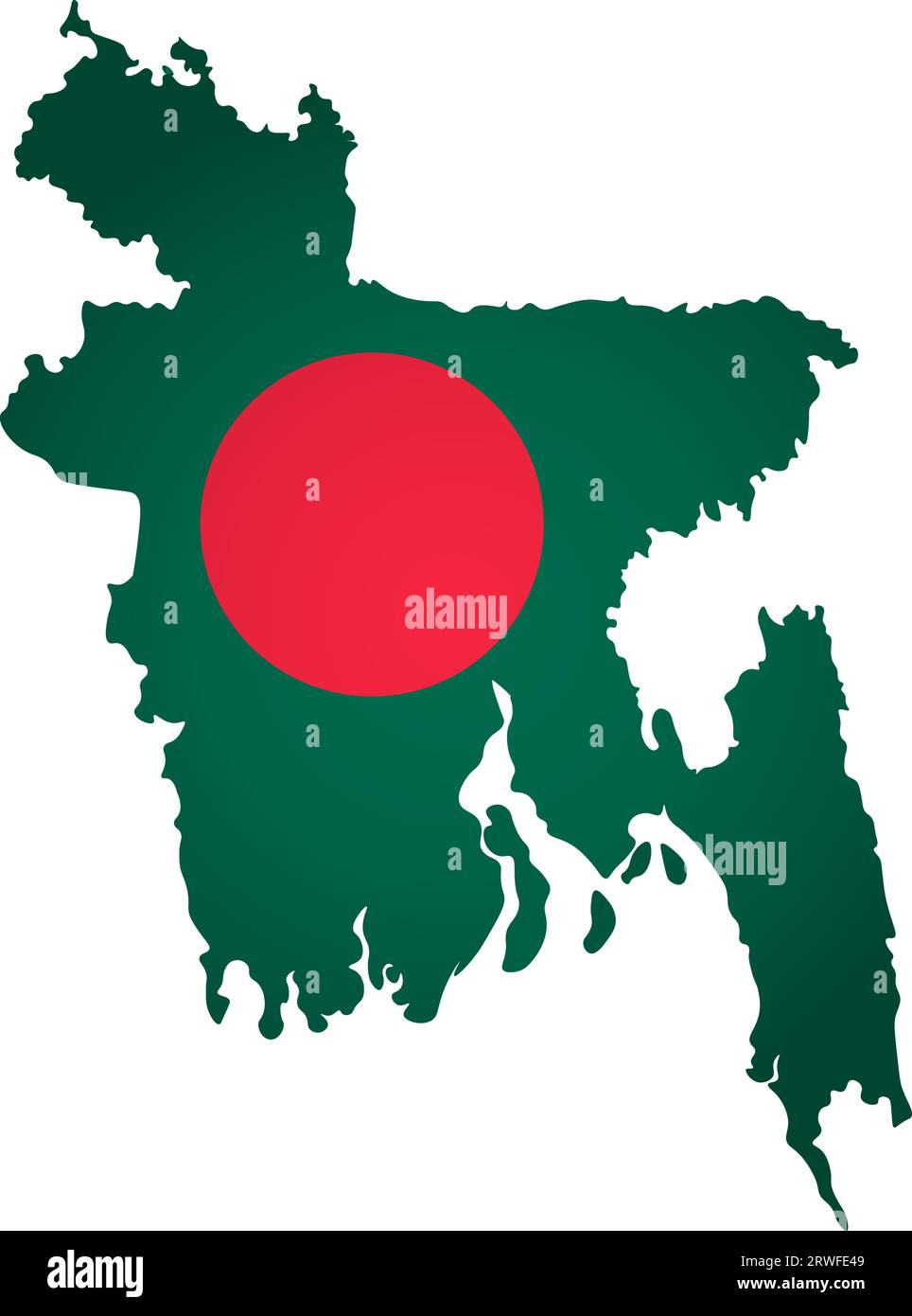 Illustration with national flag with simplified shape of Bangladesh map ...