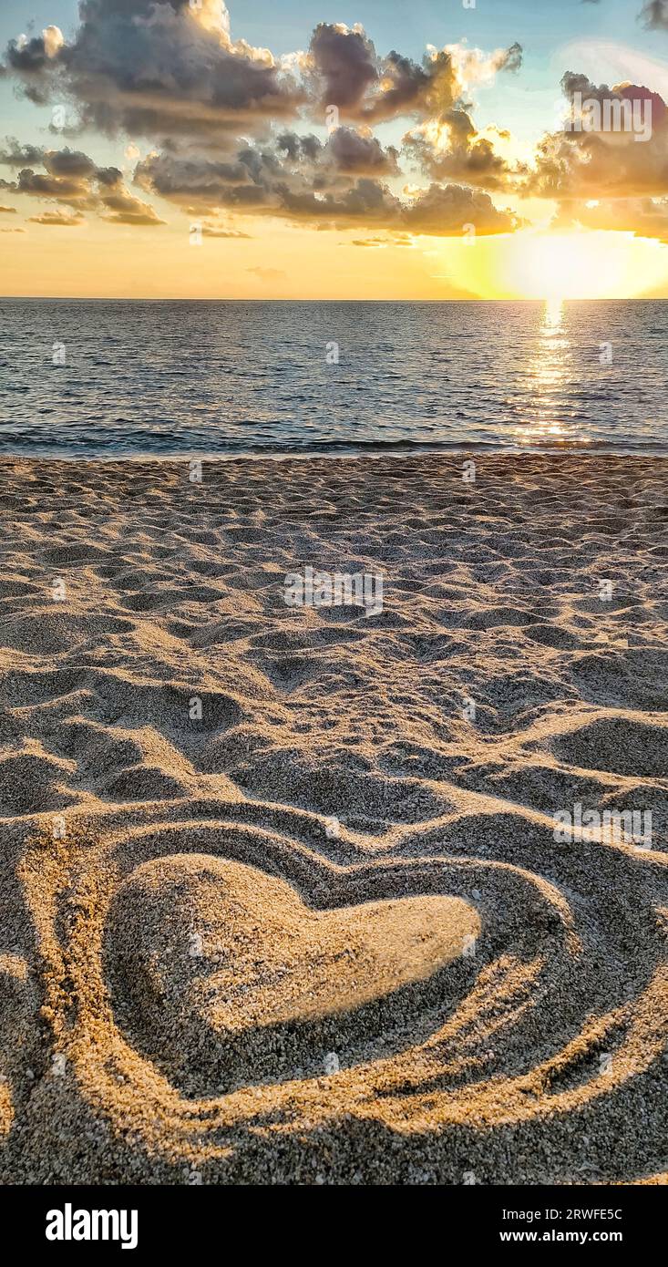 Hearts In The Sand At Sunset