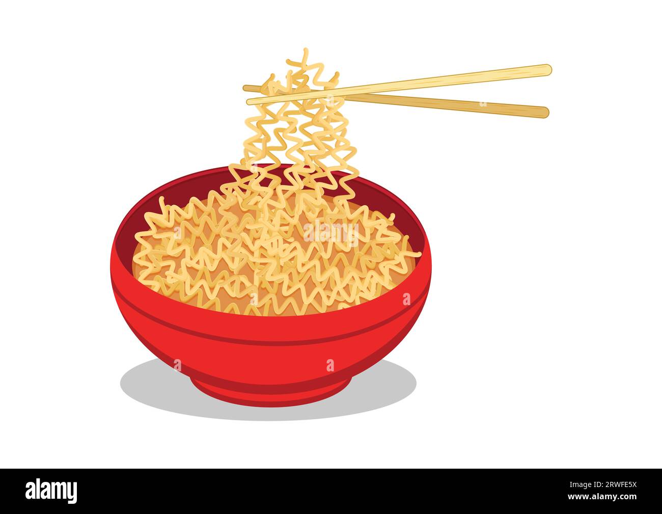 Japanese Bowl With Noodles Vector Illustration Isolated On white ...