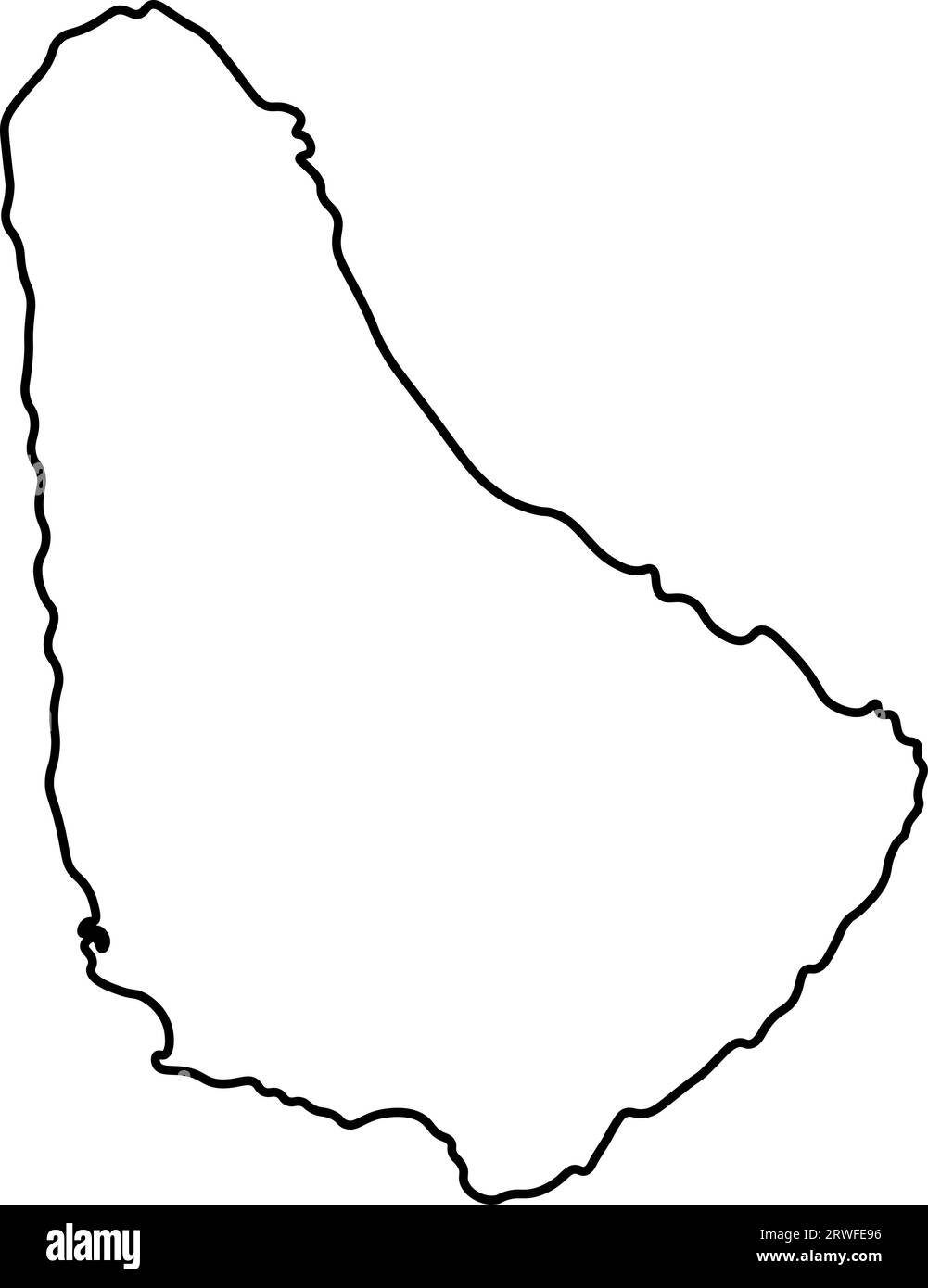 Vector isolated illustration icon with black line silhouette of simplified map of Barbados Stock ...