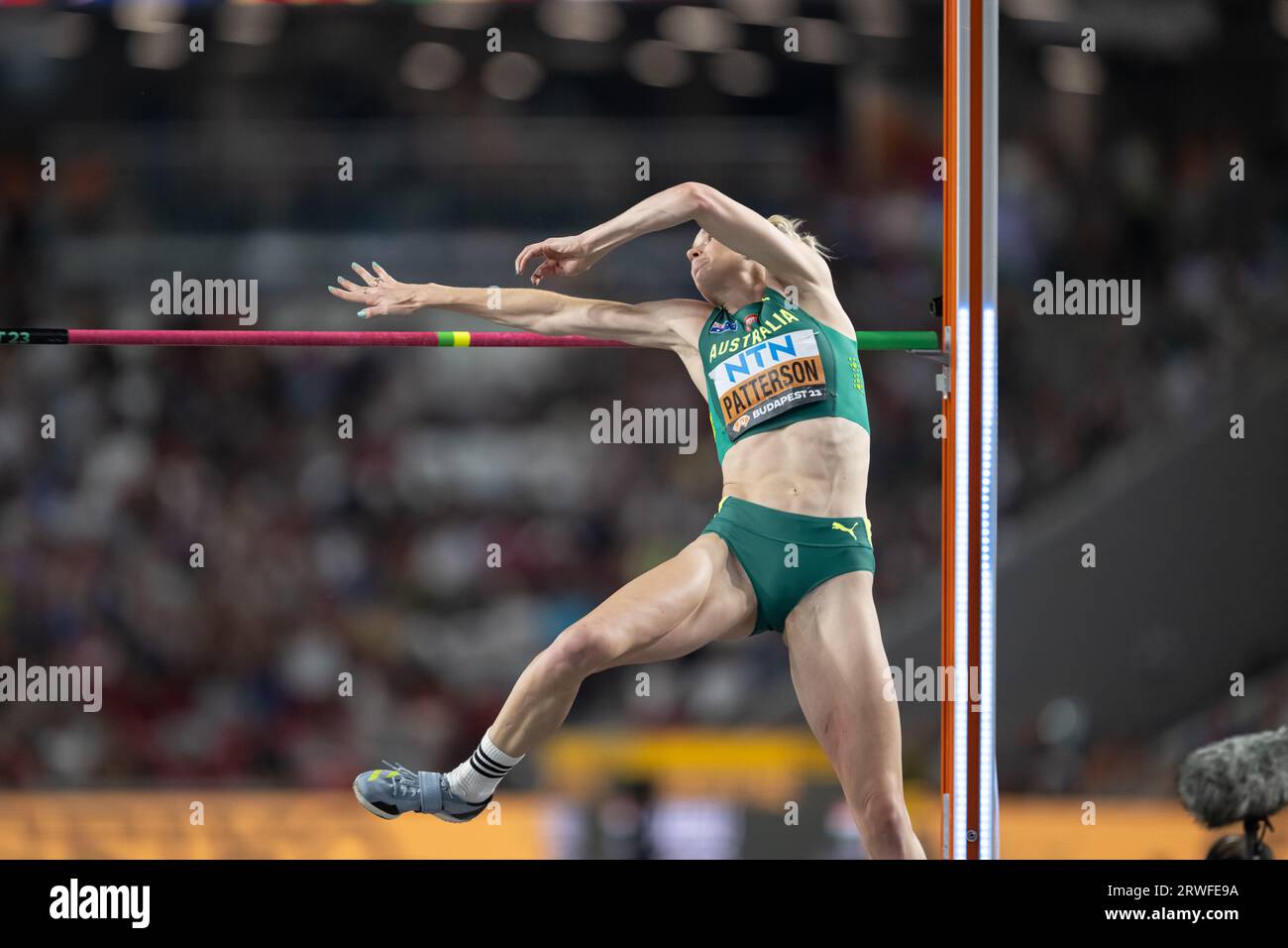 Eleanor Patterson participating in the High Jump at the World Athletics ...