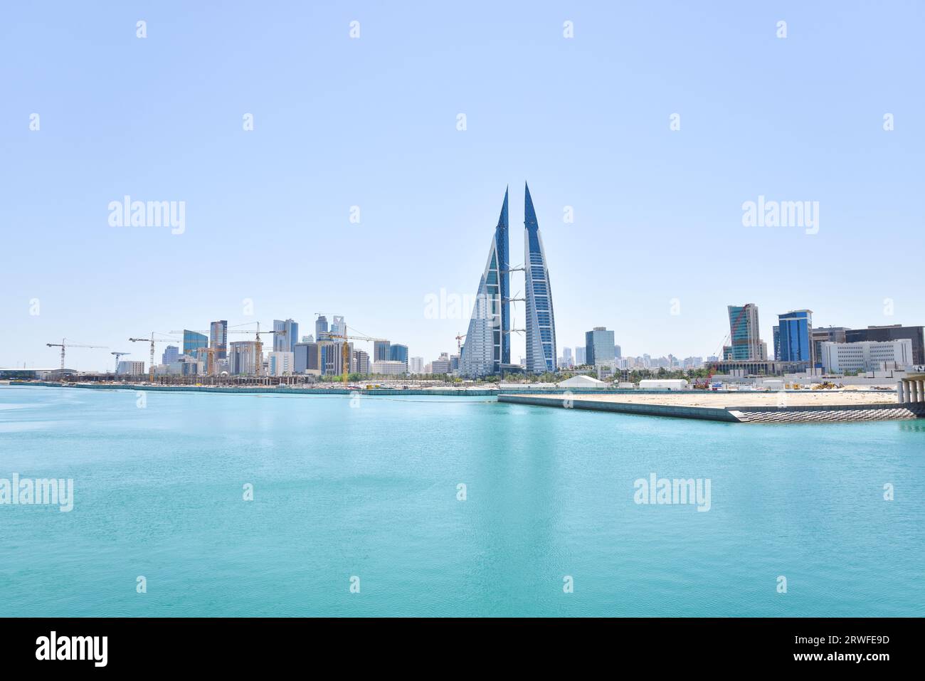 Bahrain World Trade Center Twin Towers with Wind Turbines in Manama ...