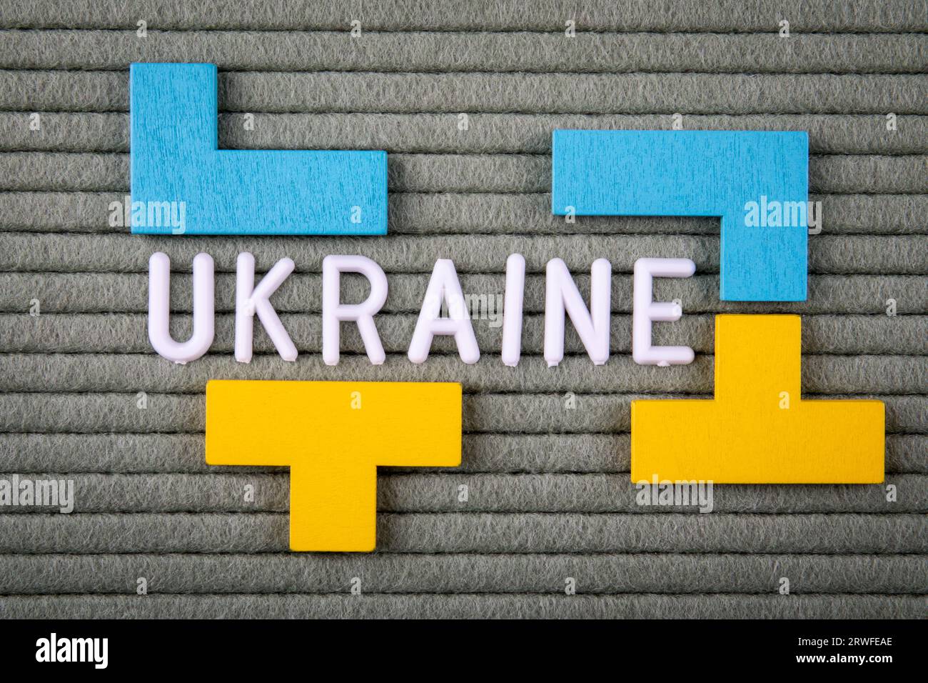 UKRAINE Concept. White letters of the alphabet on a green background ...