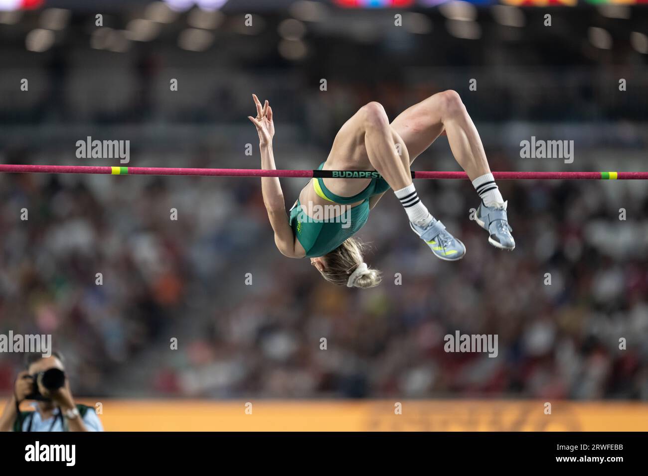 Eleanor Patterson participating in the High Jump at the World Athletics ...