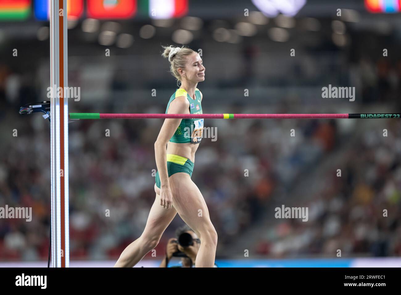Eleanor Patterson participating in the High Jump at the World Athletics ...