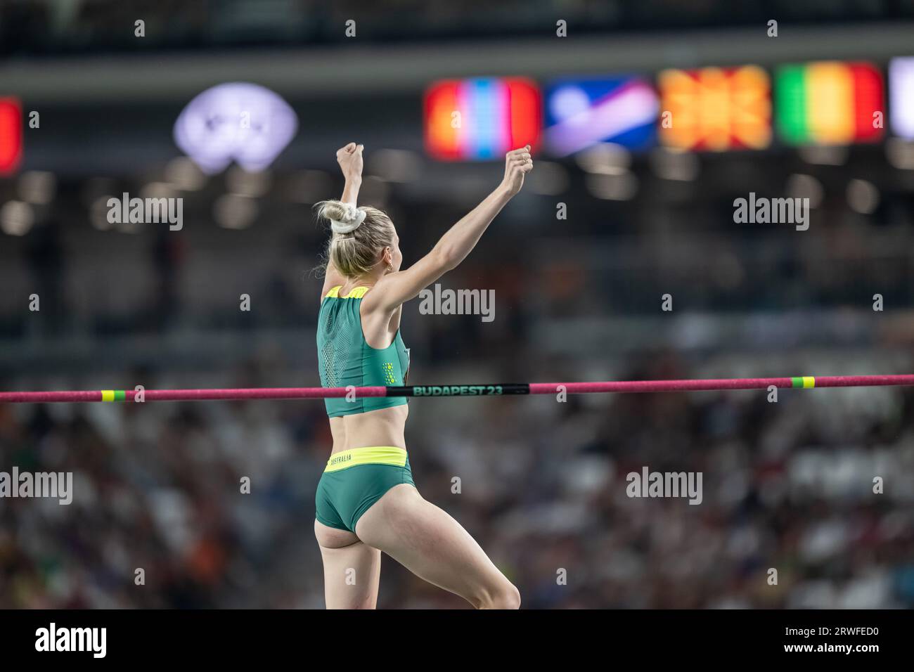 Eleanor Patterson participating in the High Jump at the World Athletics ...