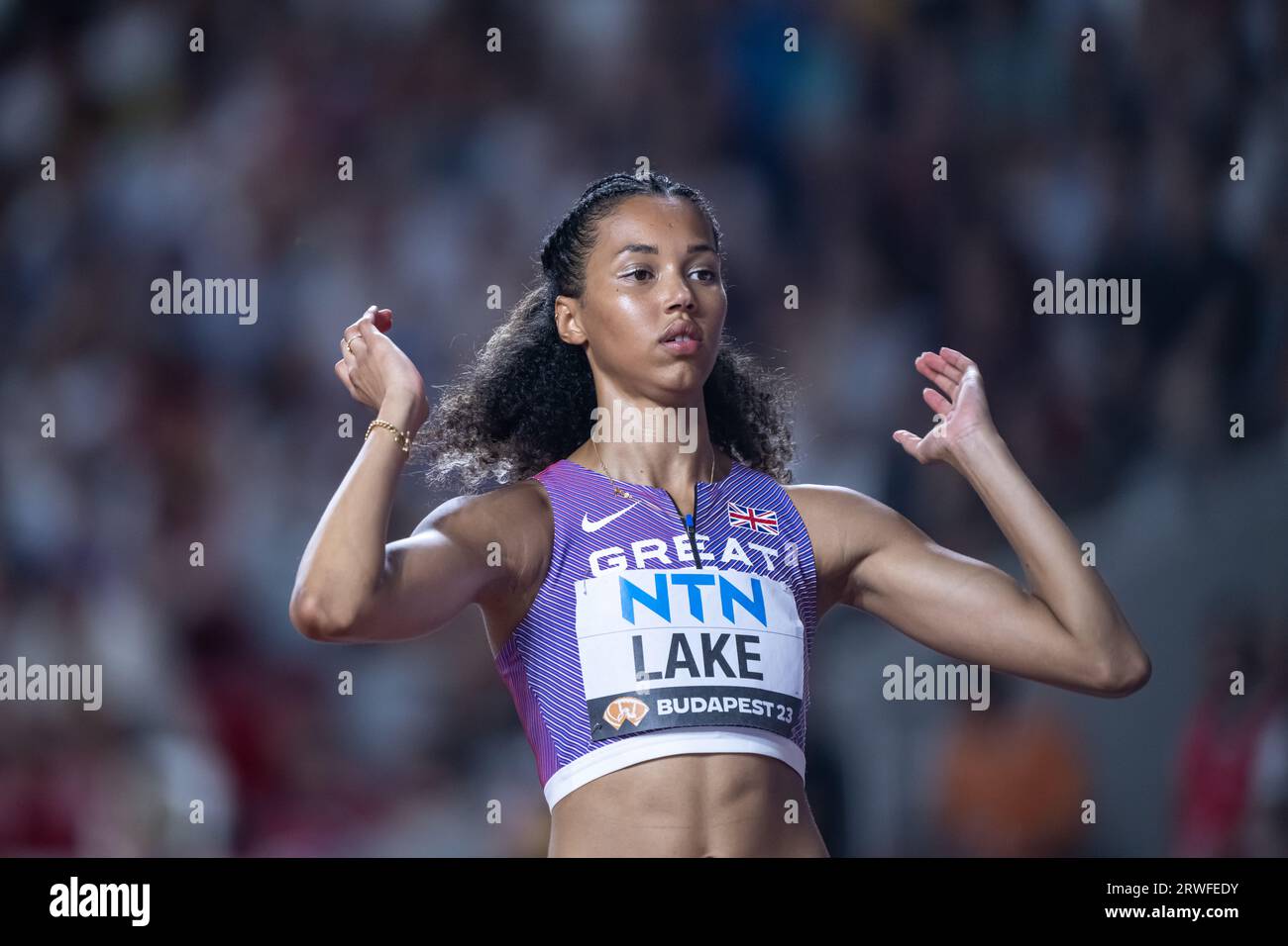 Morgan Lake participating in the High Jump at the World Athletics ...