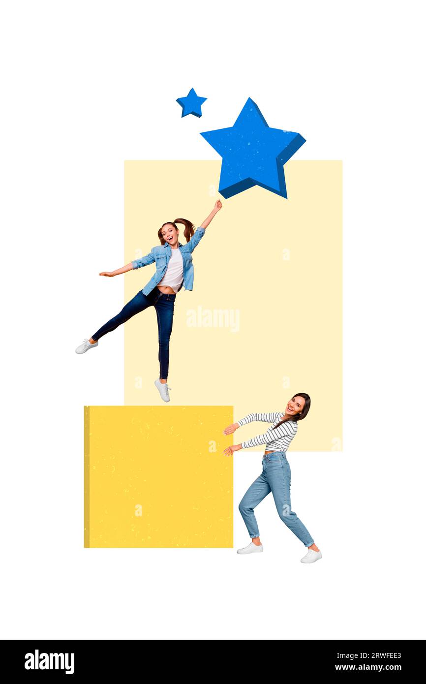 Picture 3d collage photo of hardworking two people help each other ...