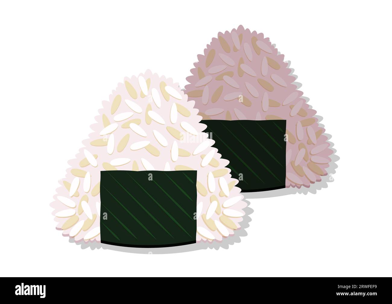 Japanese onigiri vector flat design. Stuffed rice ball wrapped in ...