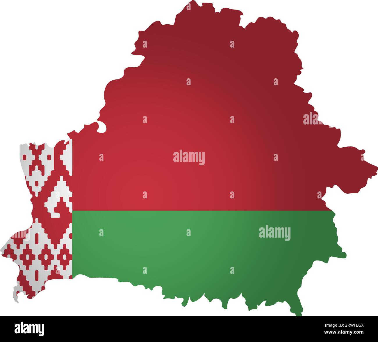 Illustration with national flag with simplified shape of Belarus map ...