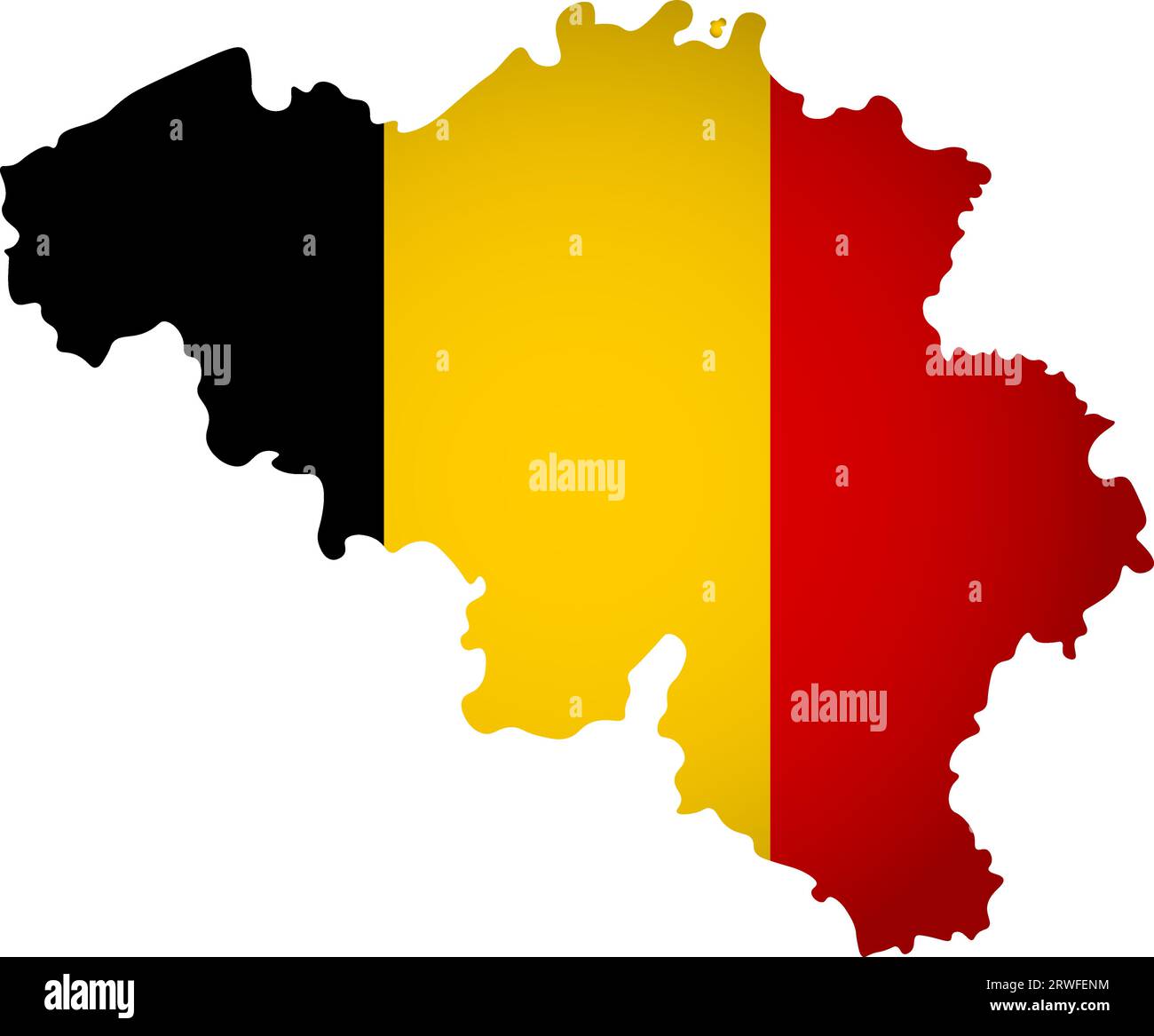 Vector illustration with Belgium national flag with shape of Belgium ...
