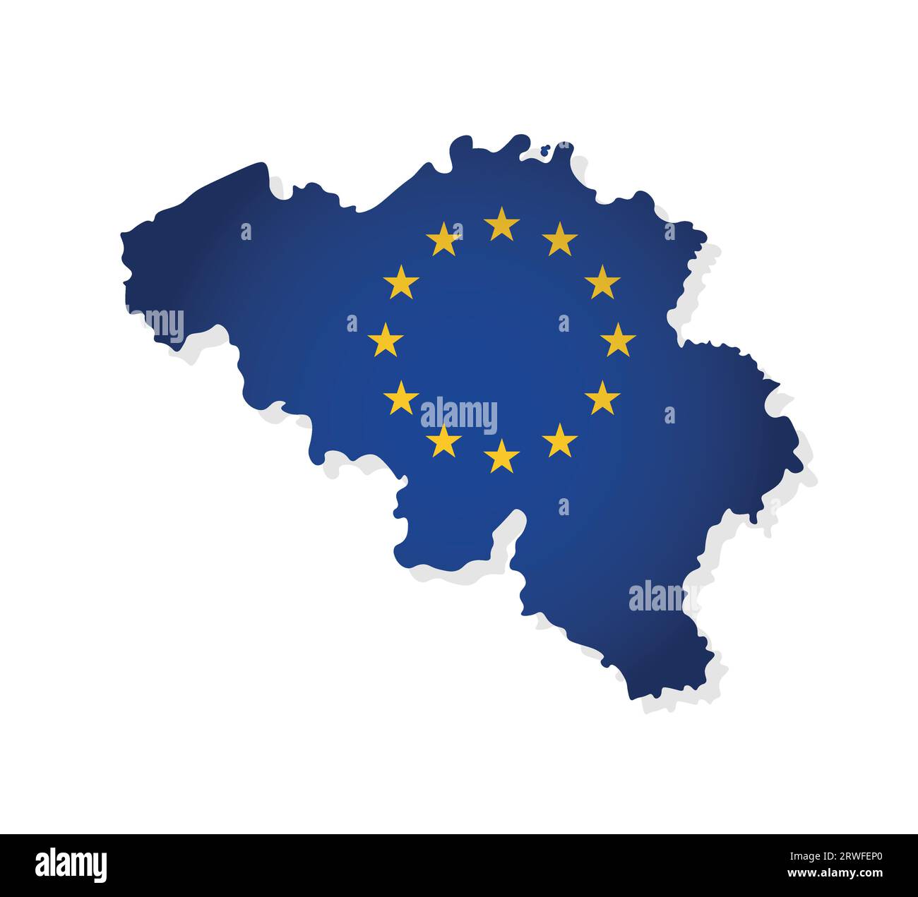 Vector illustration with isolated map of member of European Union - Belgium. Belgian concept ...