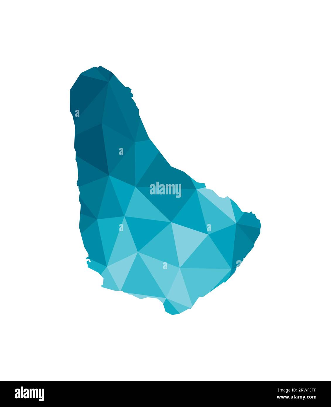 Vector isolated illustration icon with simplified blue silhouette of Barbados map. Polygonal ...