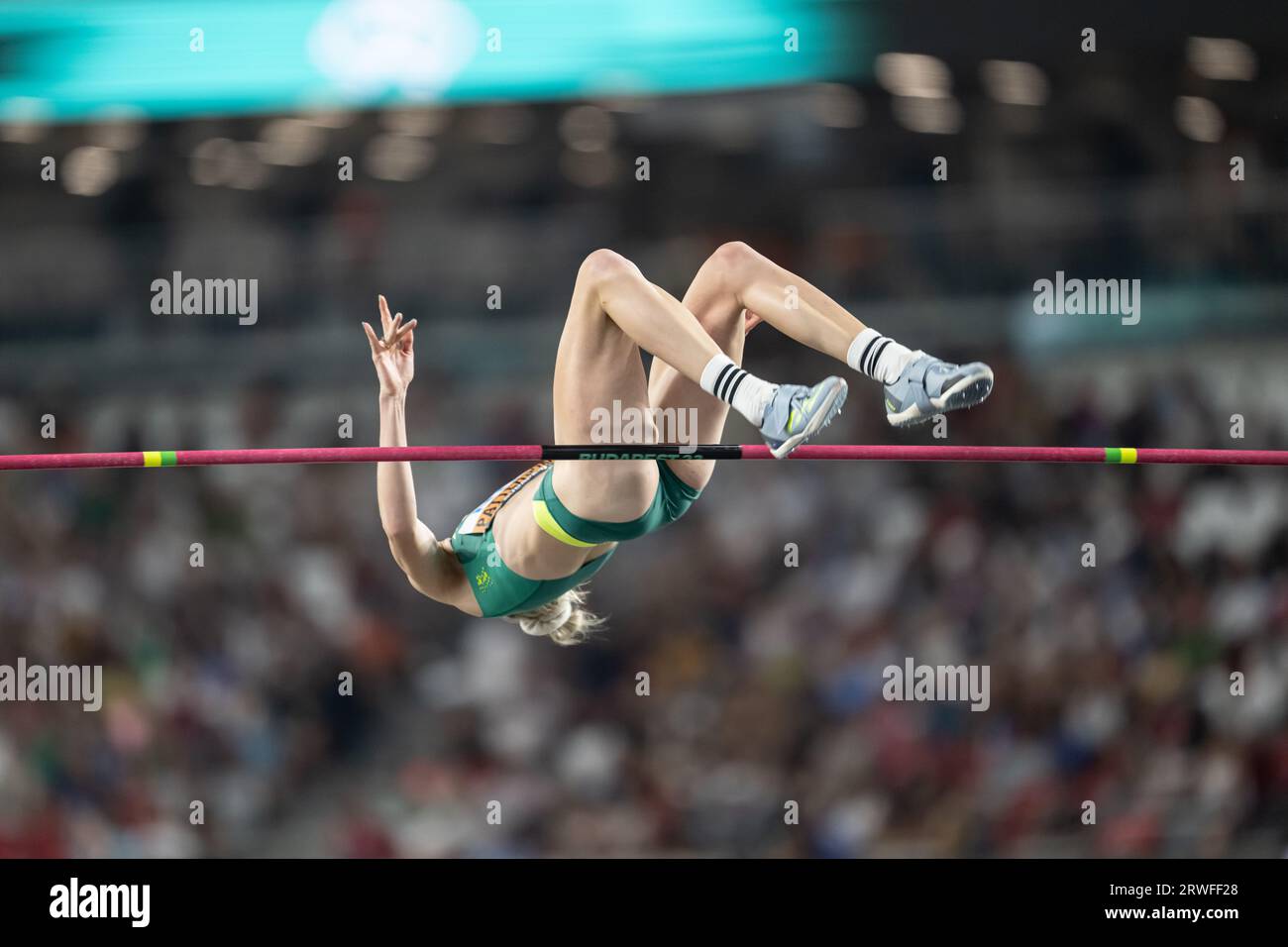 Eleanor Patterson participating in the High Jump at the World Athletics ...
