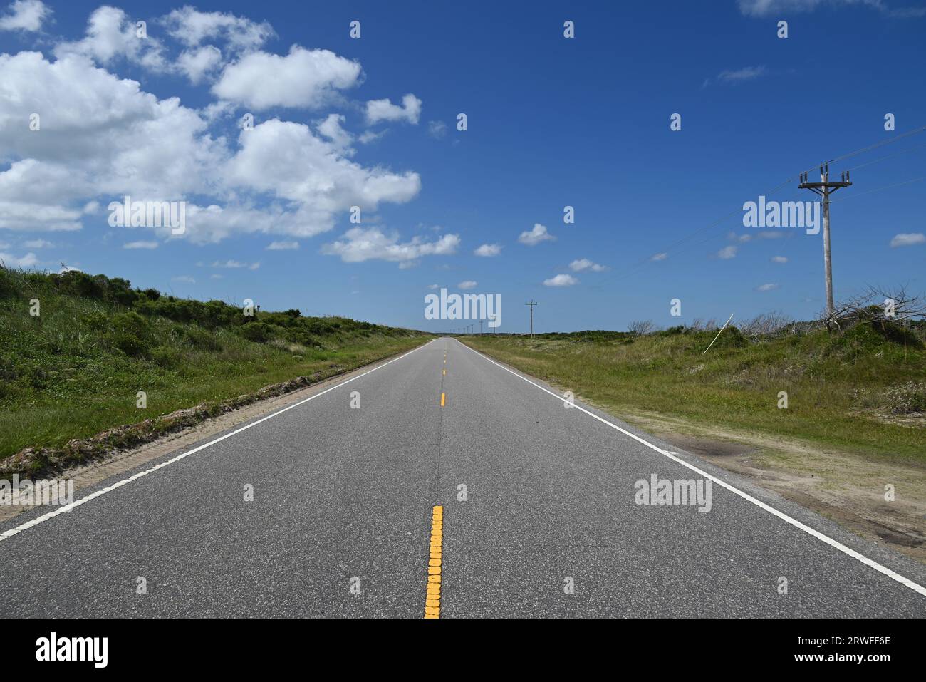 North Carolina Route 12 stretches off to the horizon along Ocracoke ...