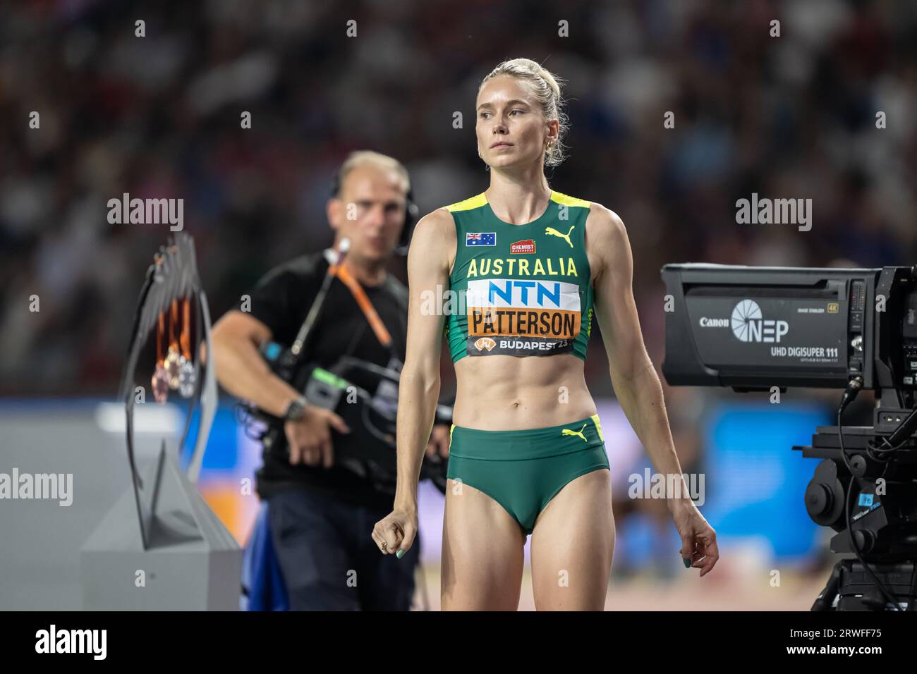 Eleanor Patterson participating in the High Jump at the World Athletics ...
