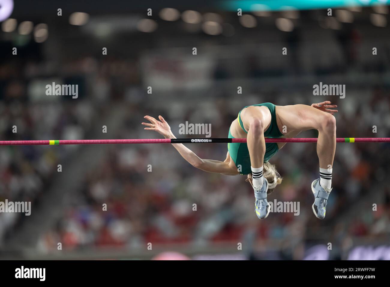 Eleanor Patterson participating in the High Jump at the World Athletics ...