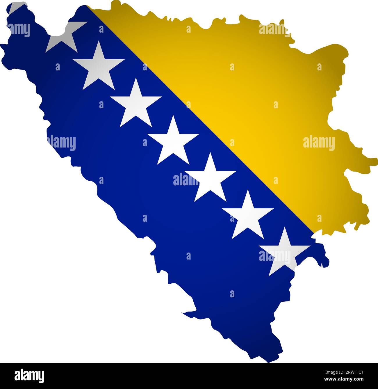 Illustration with national flag with simplified shape of Bosnia and ...