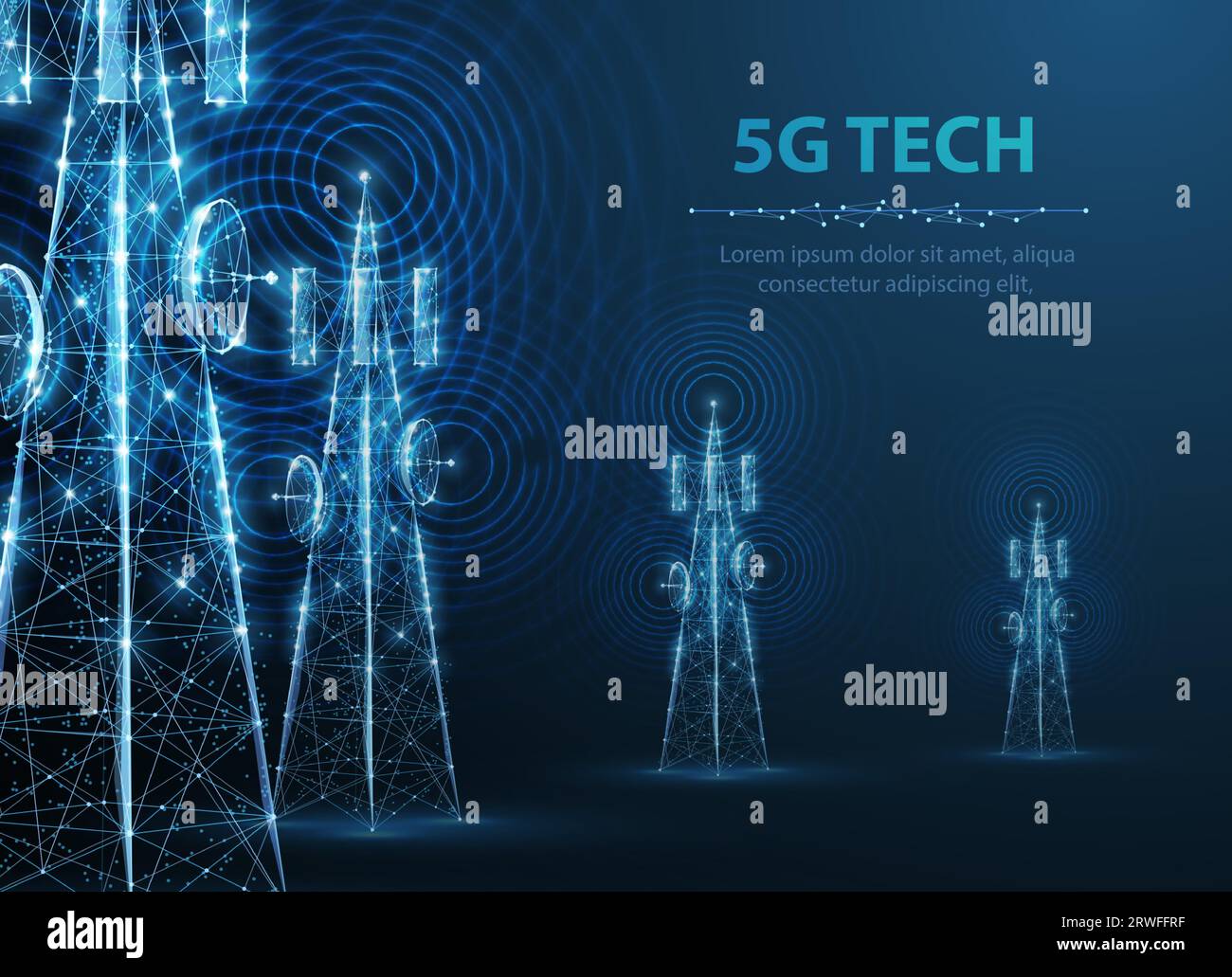 Abstract antenna mast on blue. 5G technology Stock Vector Image & Art ...