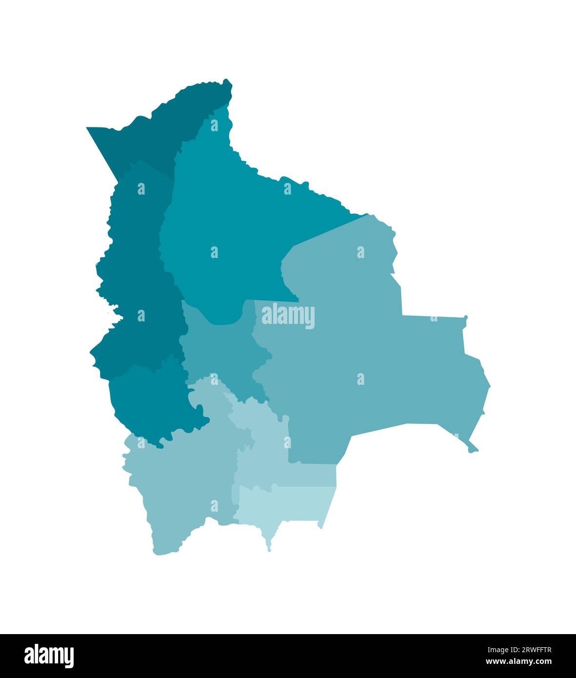 Vector isolated illustration of simplified administrative map of Bolivia. Borders of the ...