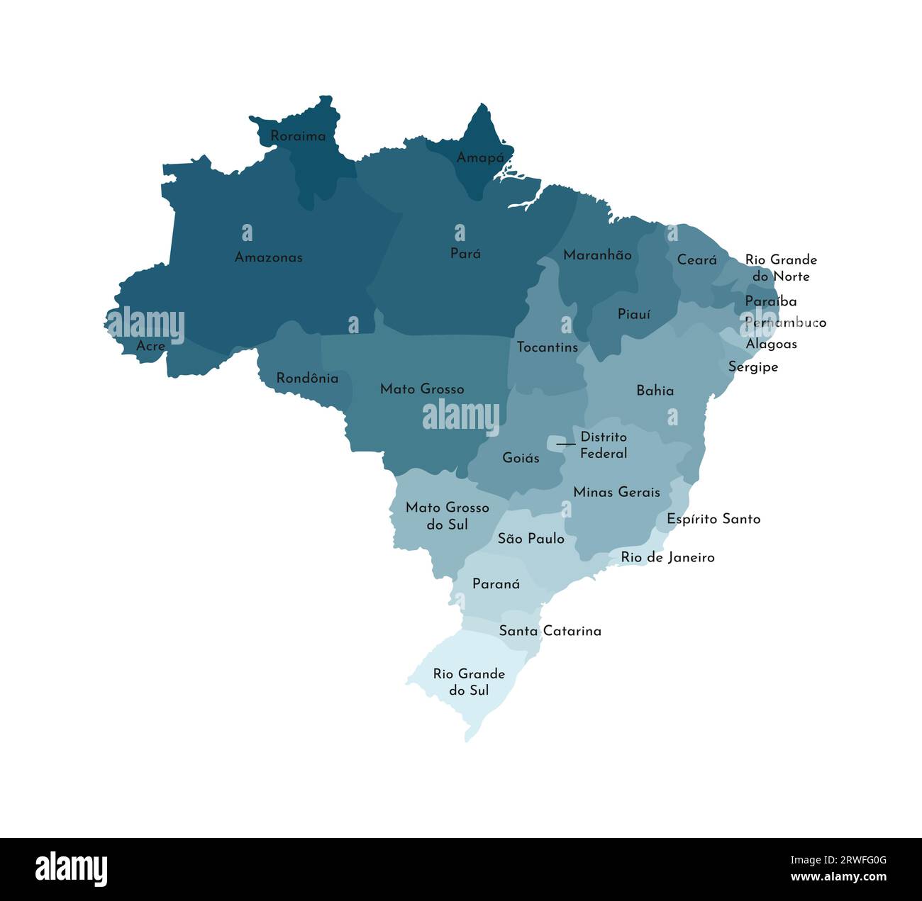 Vector isolated illustration of simplified administrative map of Brazil ...