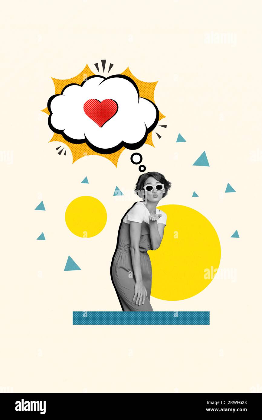 Poster postcard picture collage of flirty lovely girl send you sweet ...