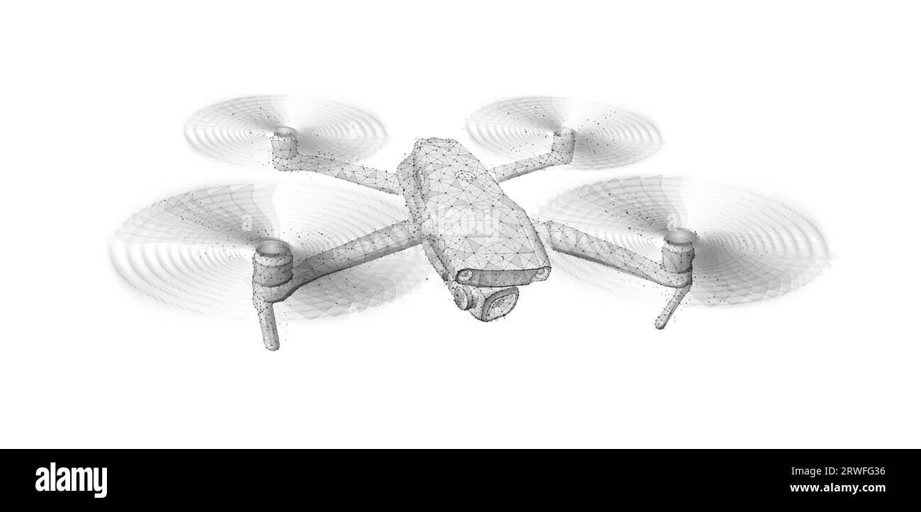 Drone. Abstract 3d drone isolated on white. Military technology, aerial ...