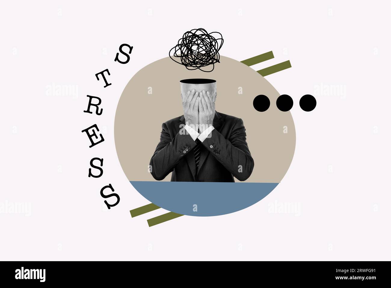 Poster collage picture of sad disappointed man cover face suffer stress ...