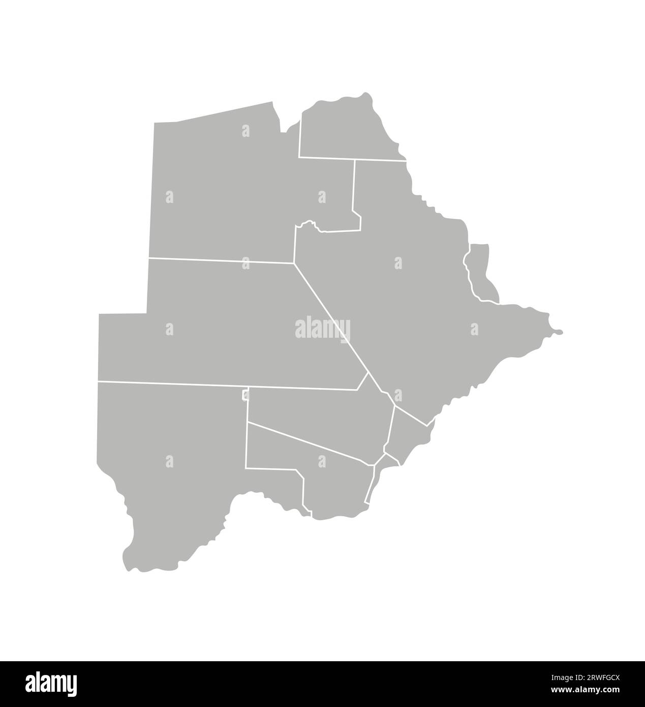 Vector isolated illustration of simplified administrative map of Botswana. Borders of the ...