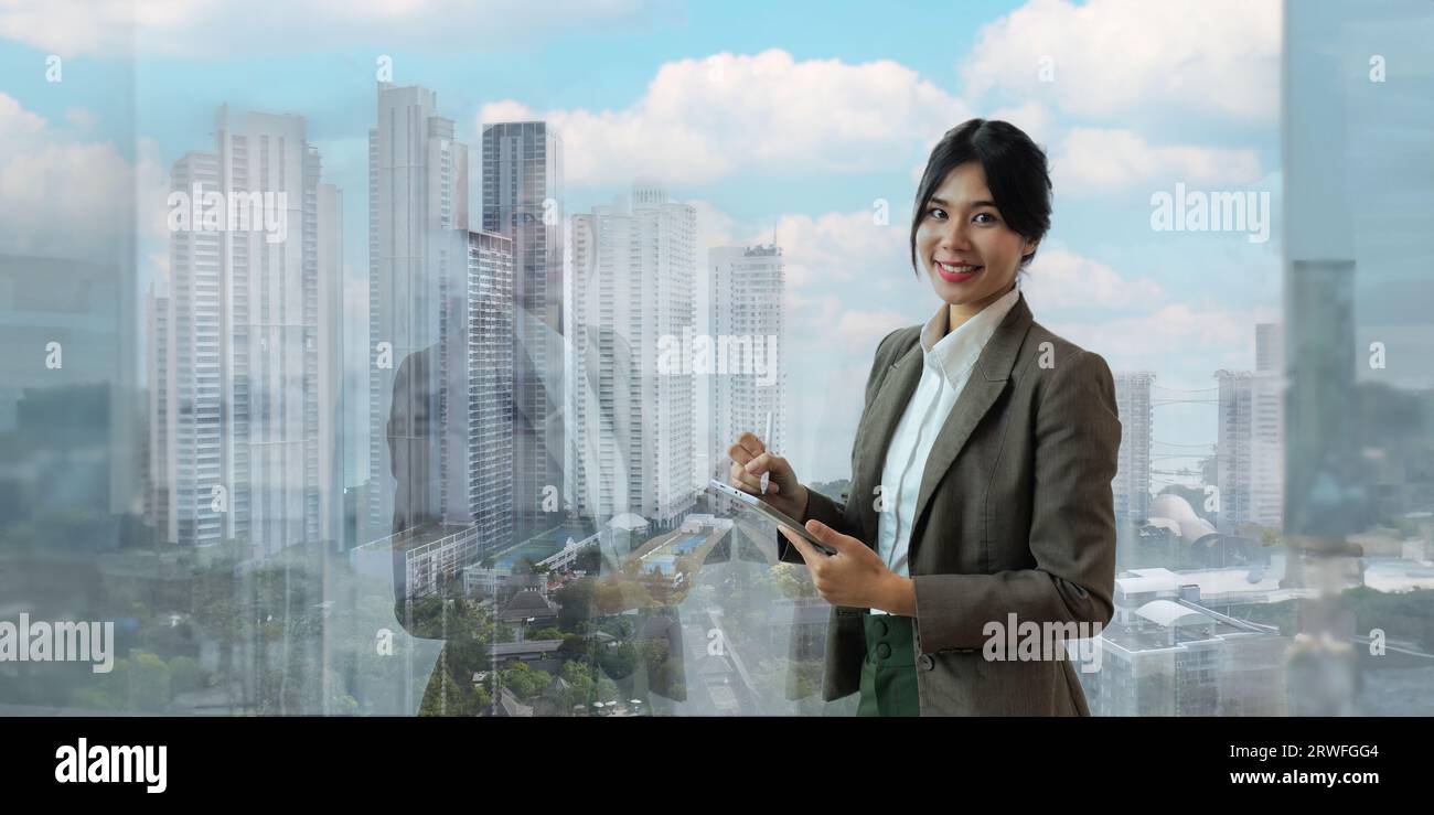 Young asian female executive smile or professional business woman in ...