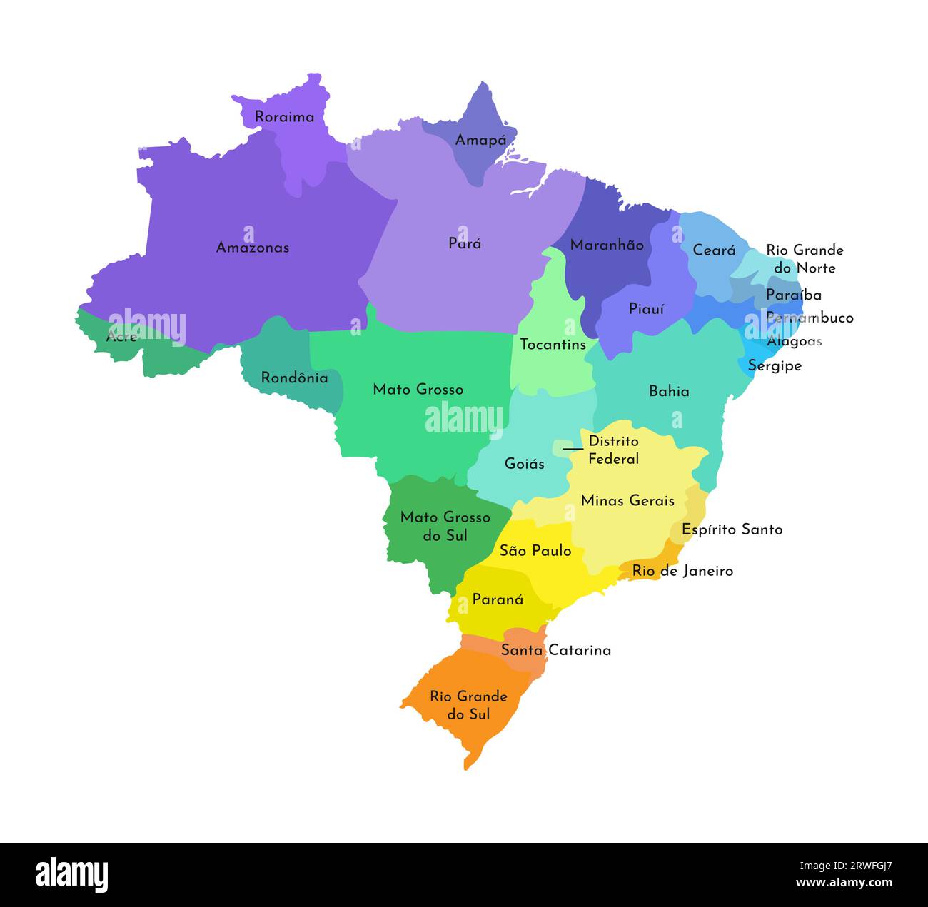 Vector isolated illustration of simplified administrative map of Brazil ...
