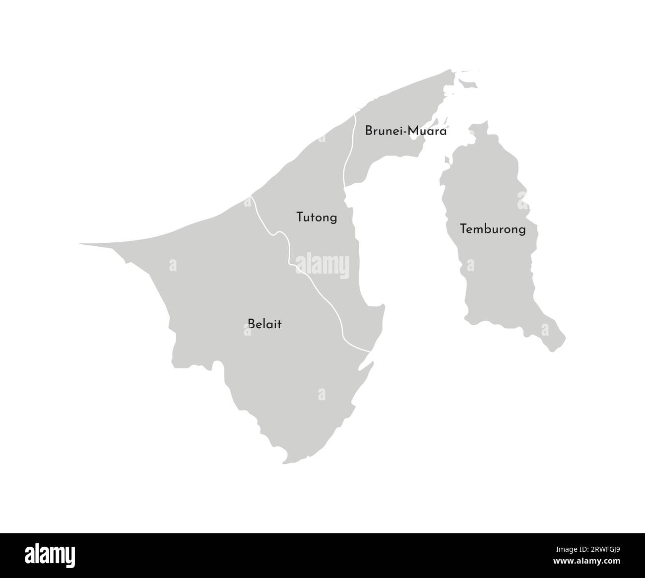 Vector isolated illustration of simplified administrative map of Brunei ...