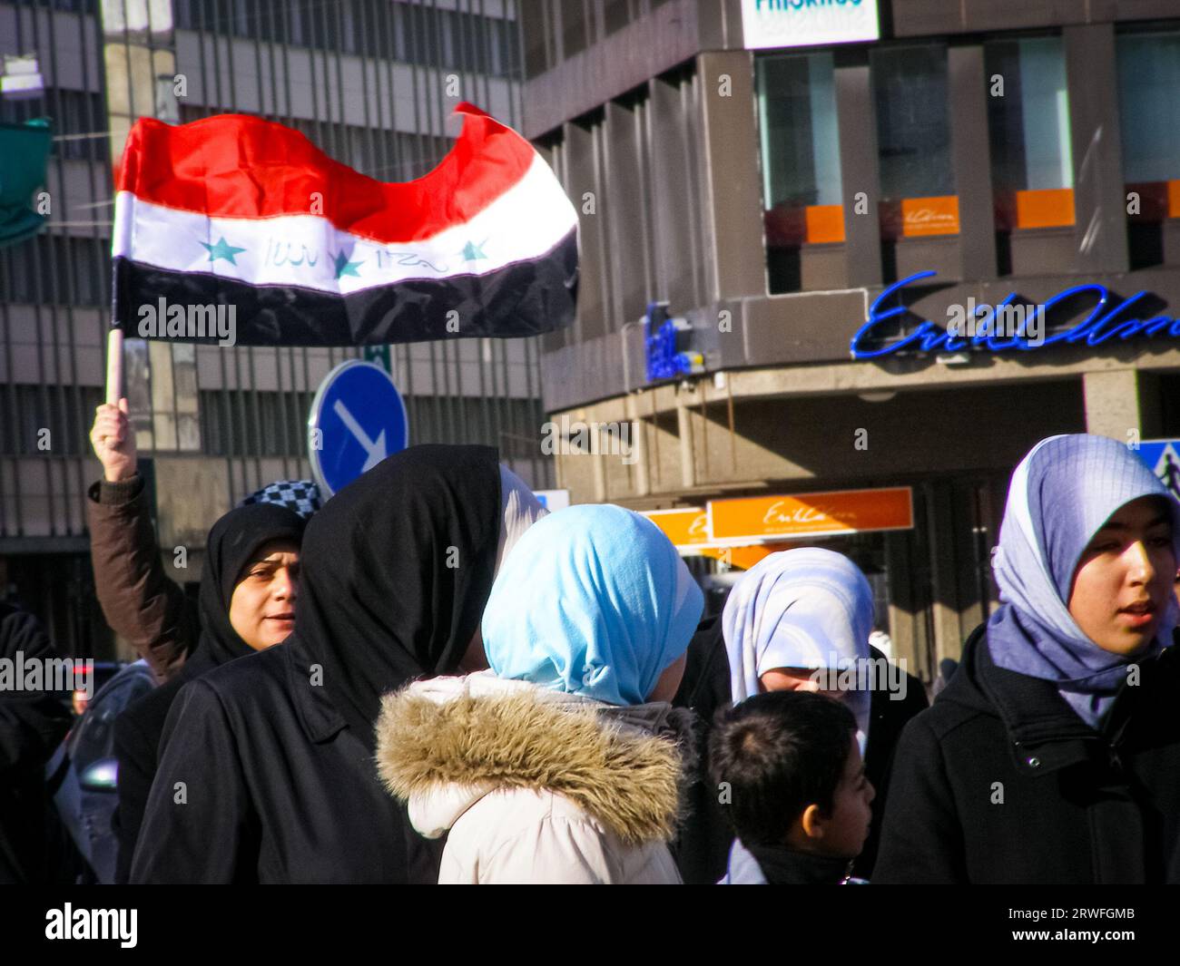 MALMO, SWEDEN - 10 MARCH, 2007: Muslim women in a muslim protest walk ...