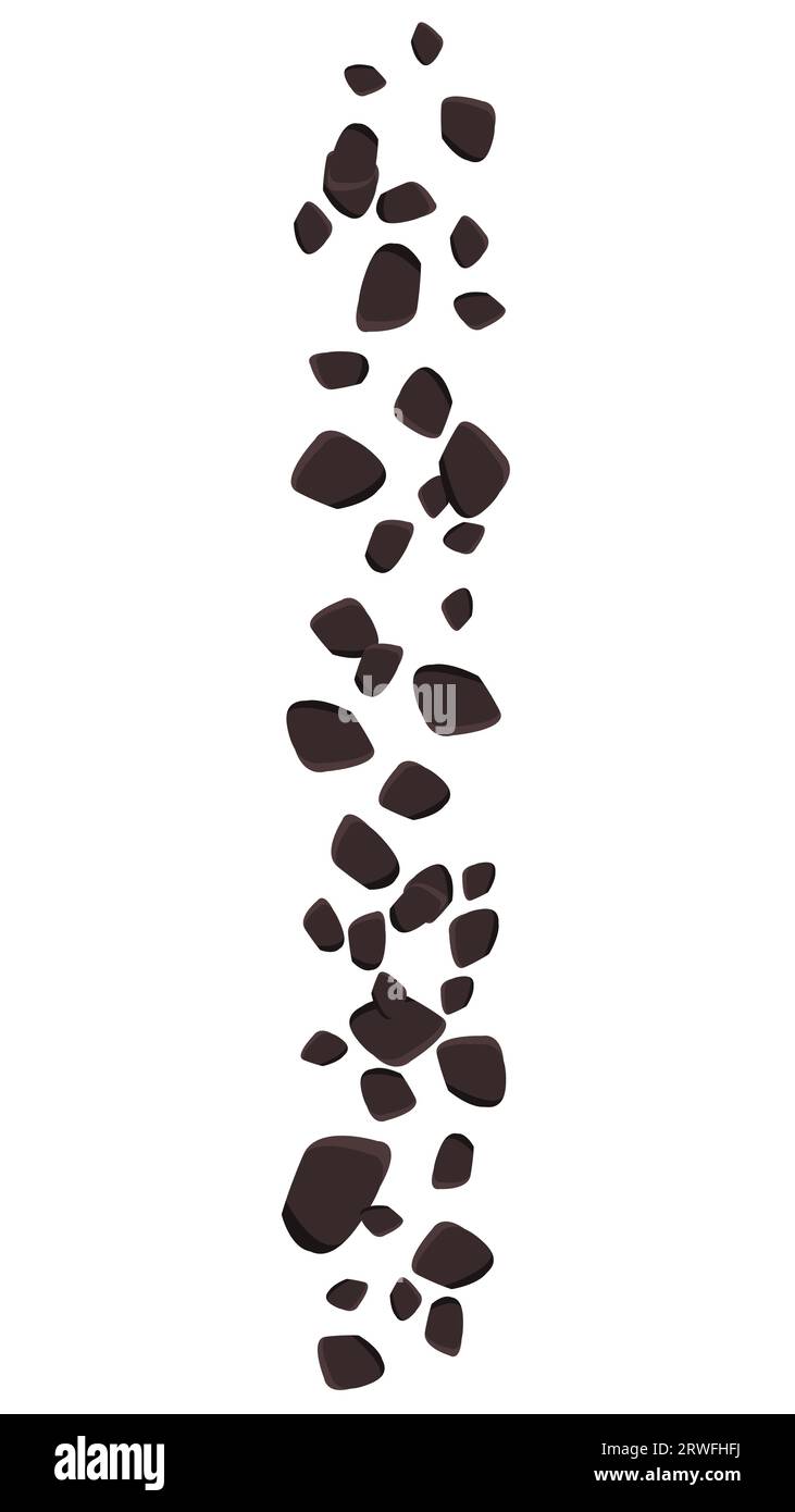 Falling brown stones or ground isolated on white. Vector clipart Stock ...