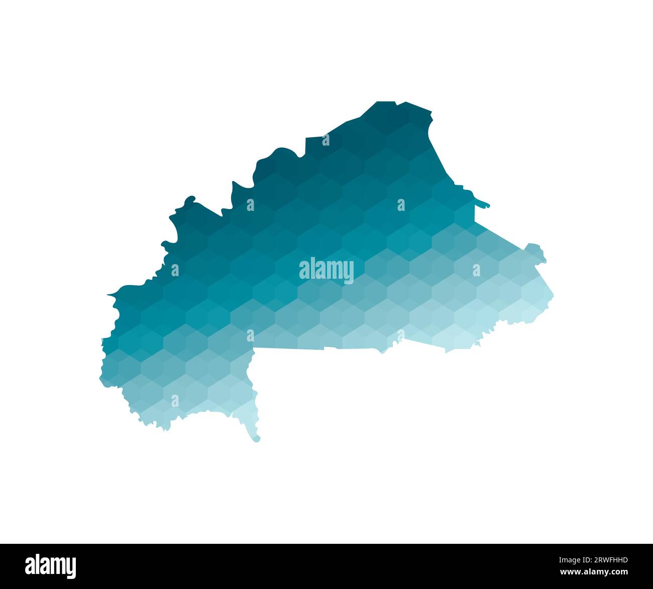 Vector isolated illustration icon with simplified blue silhouette of Burkina Faso map. Polygonal ...