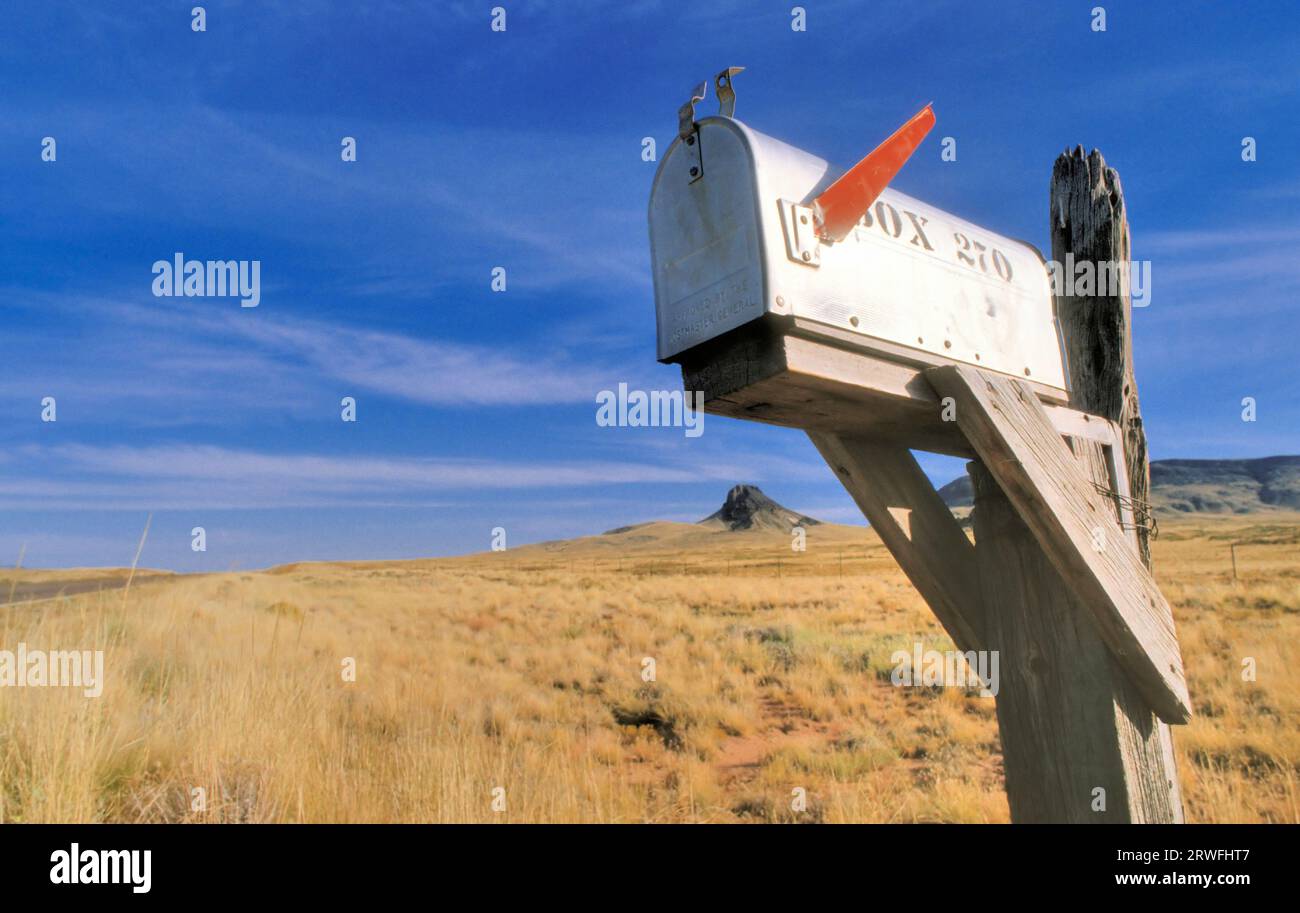 US mailbox with red sign at the countryside of the United States Stock ...