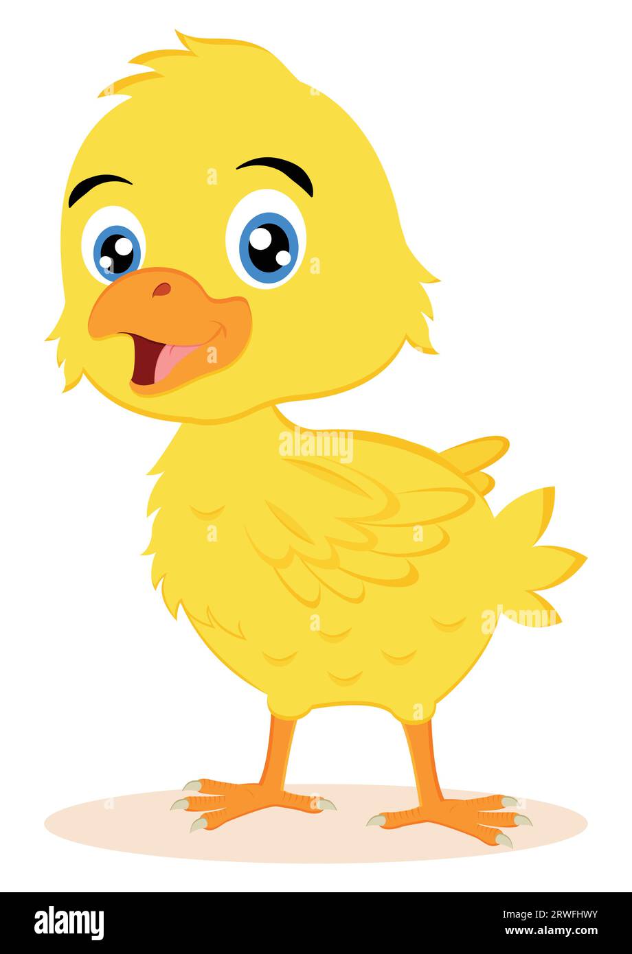 Cute baby chicken cartoon character vector illustration on white ...