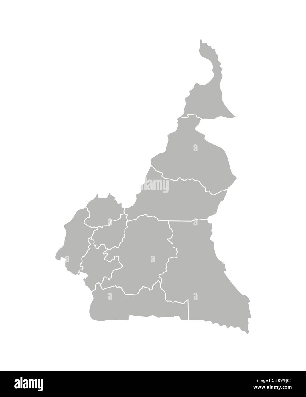 Vector isolated illustration of simplified administrative map of Cameroon; Borders of the ...