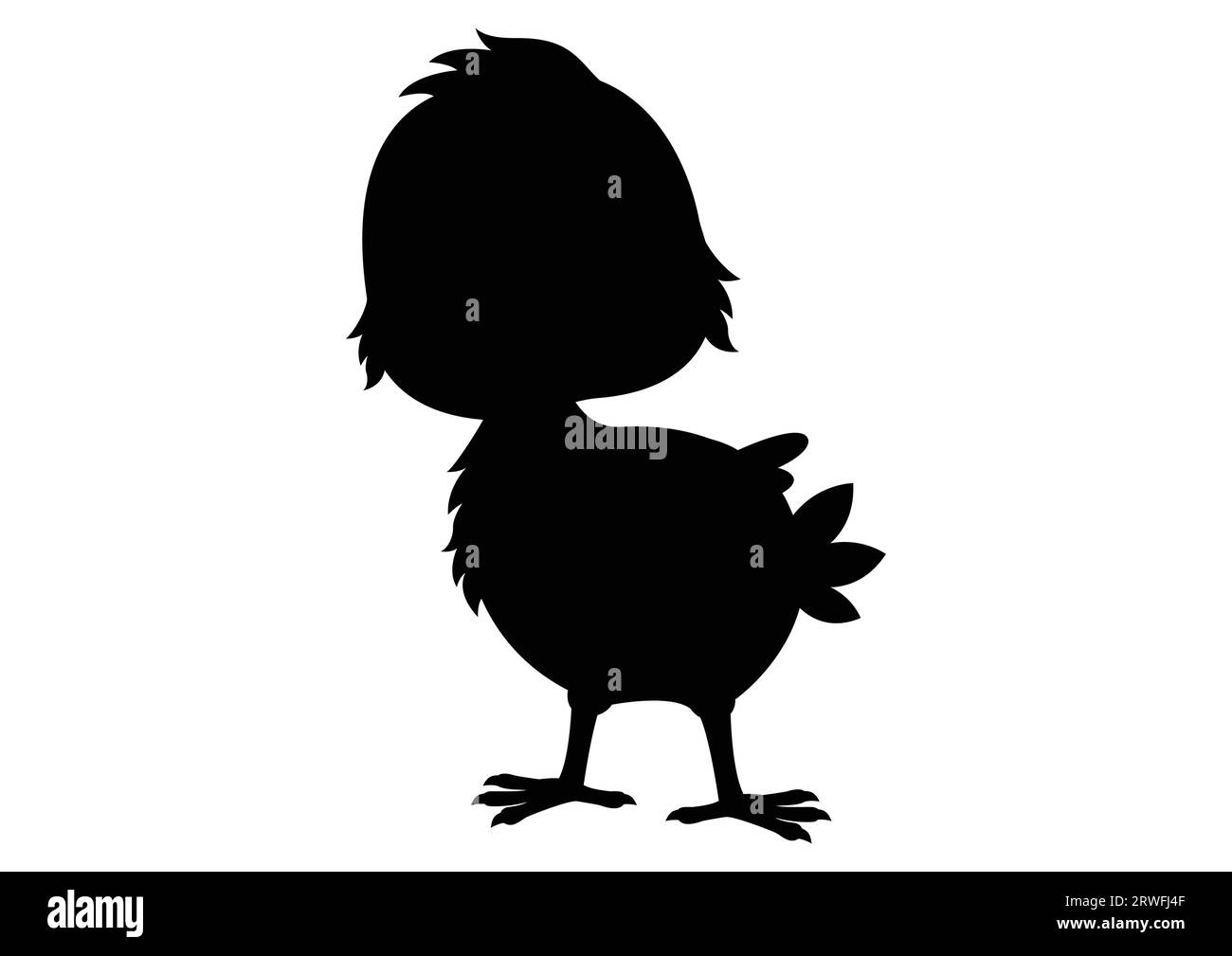 Baby chicken silhouette vector illustration on white background. Black ...