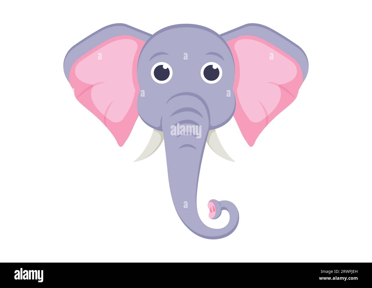 Elephant Face Cartoon Character Vector Illustration Stock Vector Image ...