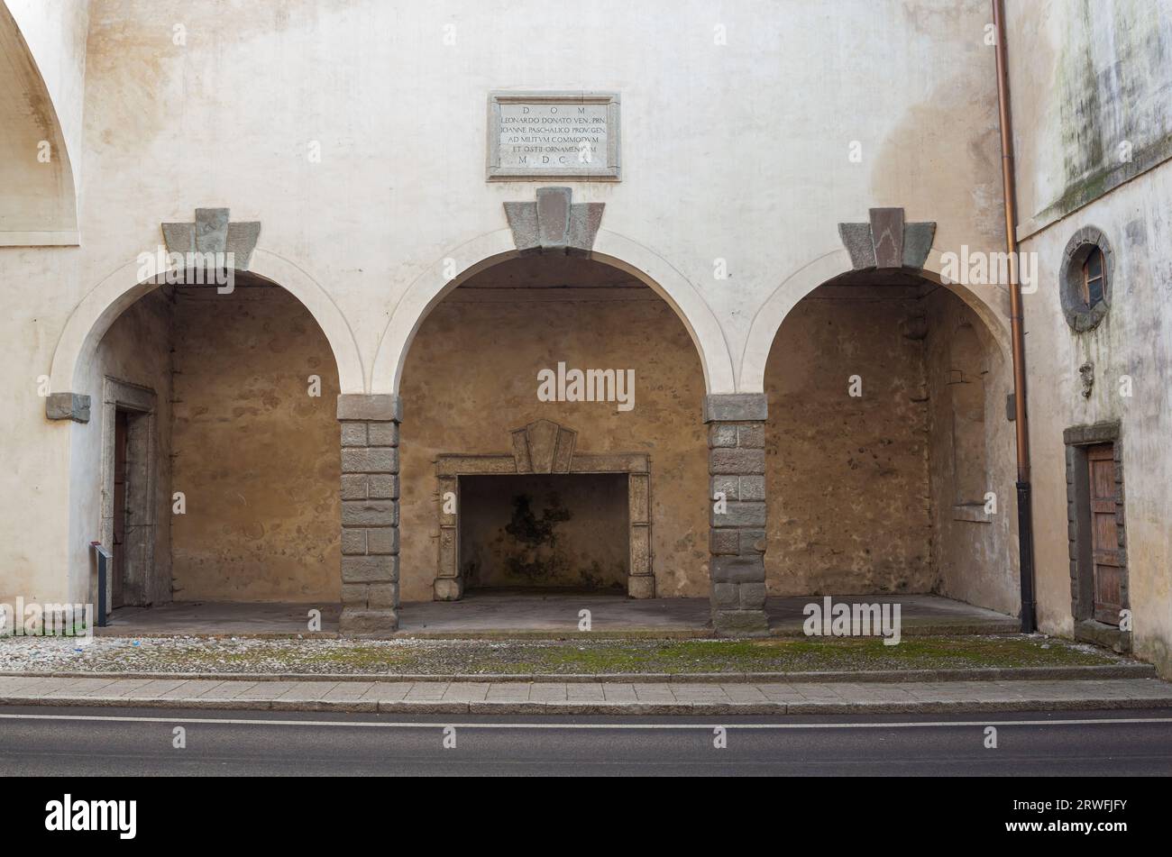 Porch of the gate Aquileia, in Italian Porta Aquileia, entrance to the ...