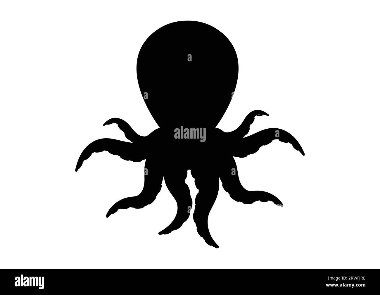 Octopus Silhouette Octopus with Tentacles Vector Flat Design Stock ...