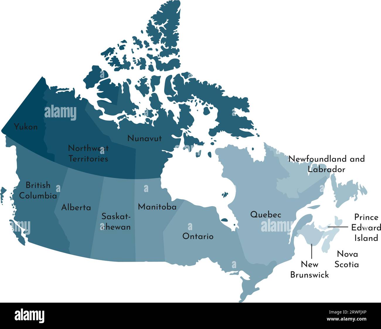 Vector isolated illustration of simplified administrative map of Canada ...