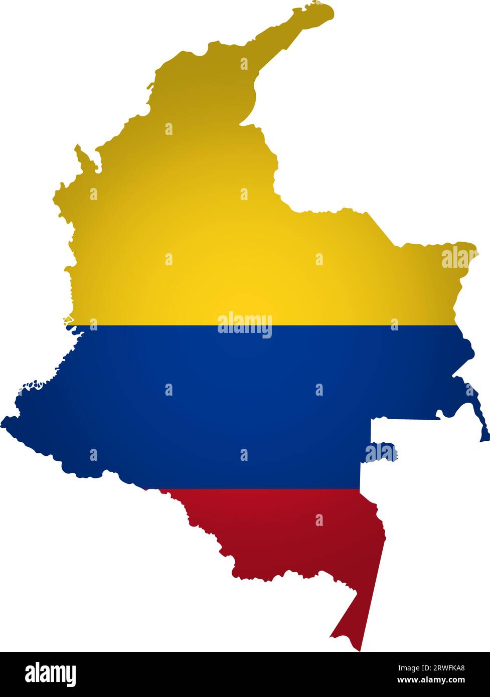 Illustration with Colombian national flag with simplified shape of Colombia map (jpg). Volume ...
