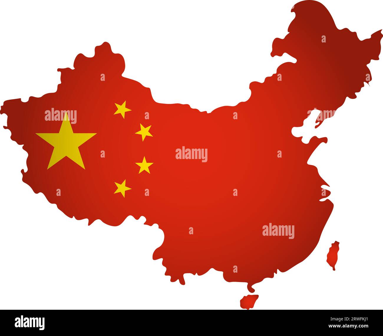 Illustration with Chinese national flag with simplified shape of China ...