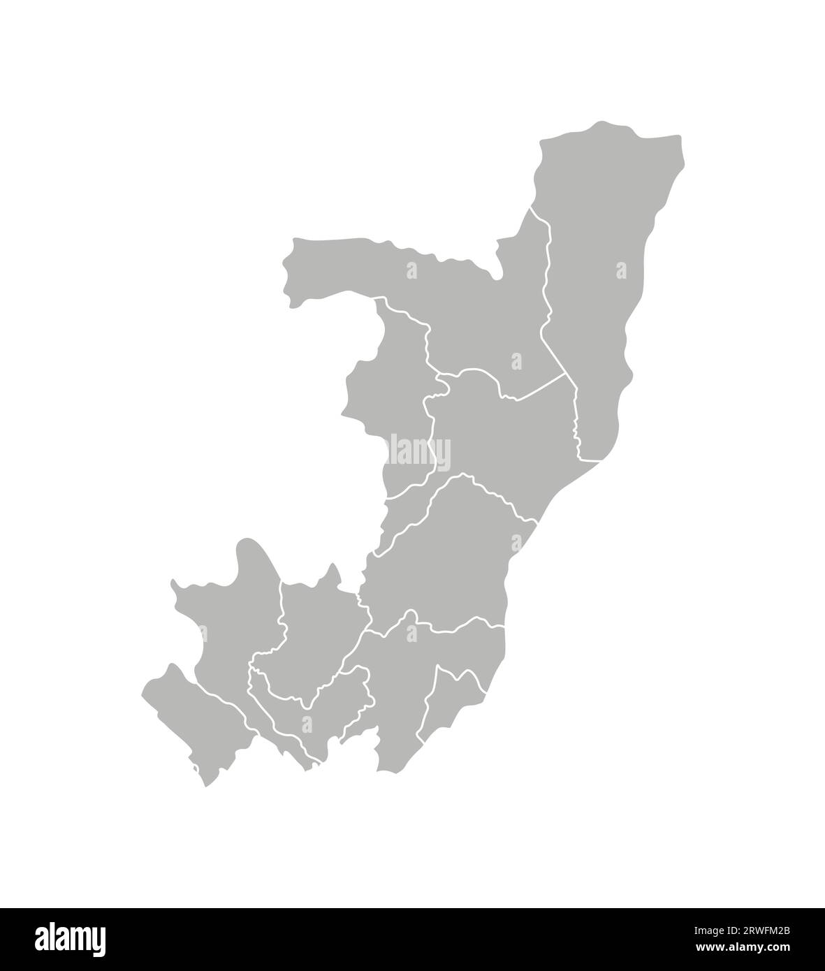 Vector isolated illustration of simplified administrative map of Republic of the Congo. Borders ...