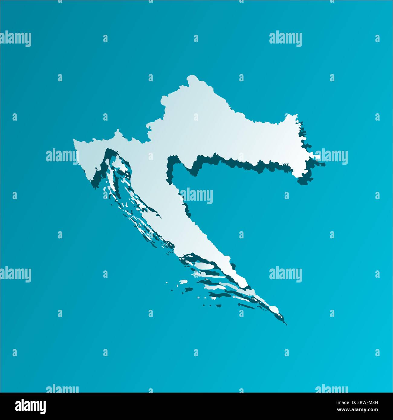 Isolated illustration icon with light blue silhouette of simplified map ...