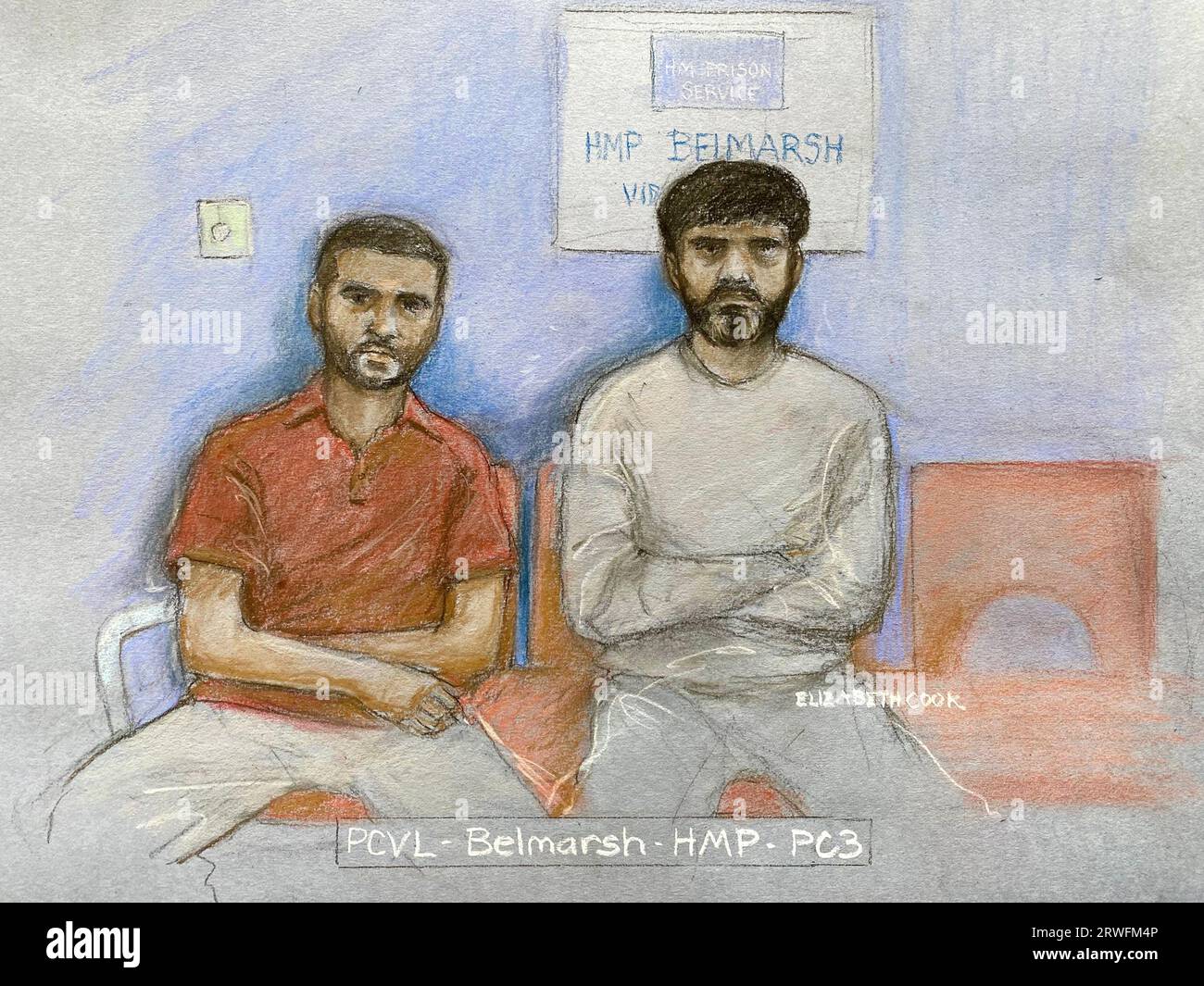 Court artist sketch by Elizabeth Cook of Sara Sharif's father Urfan ...