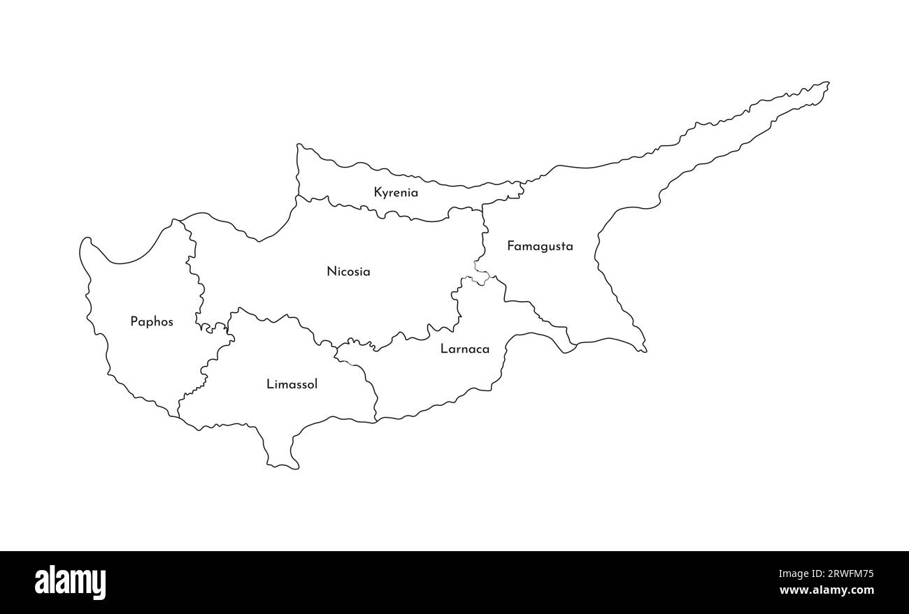 Vector isolated illustration of simplified administrative map of Cyprus ...